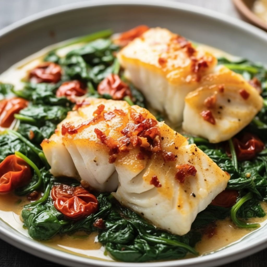 Low Carb Creamy Keto Tuscan Cod with Spinach and Sun-Dried Tomatoes ...